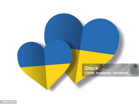 우크라이나의 국기의 색상에 3d 마음 벡터 로고 Russian Invasion Of Ukraine 2022 2025에 대한 스톡 벡터 아트 및 기타 이미지