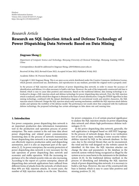pdf research on sql injection attack and defense technology of power dispatching data network