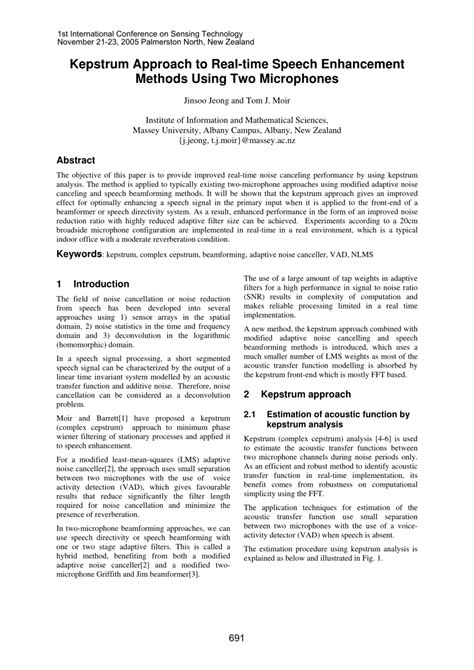 pdf kepstrum approach to real time speech enhancement methods using two microphones