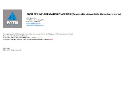Cobit 2019 Implementation Phase Raci Matrix Template Excel Xls
