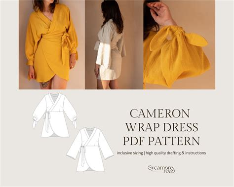 Cameron Wrap Dress Kimono Style Wrap Dress Pdf Sewing Pattern Etsy