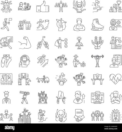 Perfomance Linear Icons Signs Symbols Vector Line Illustration Set
