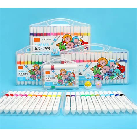 어린이 및 성인용 수채화 펜 아트 마커 삼각형 마커 색칠 스케치 드로잉 마커 12 색 18 색 24 색 3648 색 펜 연필 And 쓰기 공급