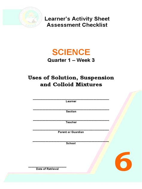 Uses Of Solution Suspension And Colloid Mixtures Q1 W 3 Pdf