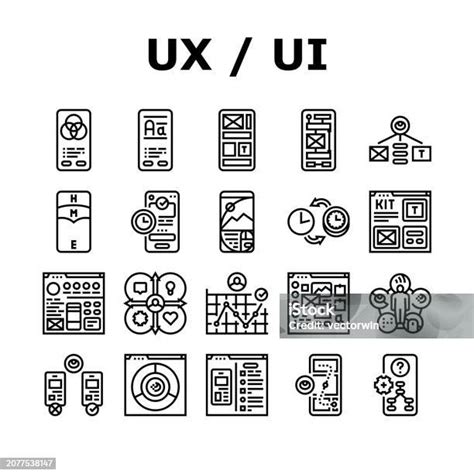 Ui Ux 개발 콘텐츠 연구 아이콘 세트 벡터 0명에 대한 스톡 벡터 아트 및 기타 이미지 0명 벡터 상징 Istock