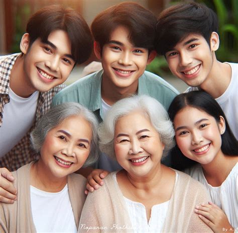 ภาพครอบครัวแสนอบอุ่น ภาพครอบครัวสุขสันต์ในโอกาสวันแม่ จาก A I สร้างสรรค์โดย Nopanan