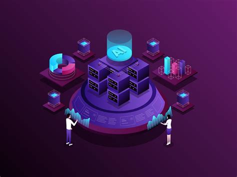 Big Data Analytics Isometric Illustration Dark Gradient Suitable For