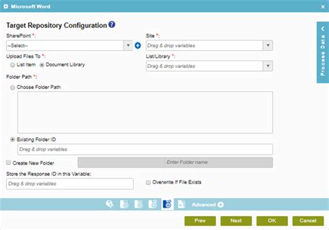 Target Repository Configuration Sharepoint Microsoft Word