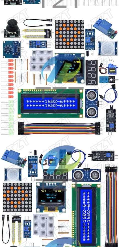 kit de módulo sensor tzt uno r3 con pantalla lcd oled 1602 de 0 96
