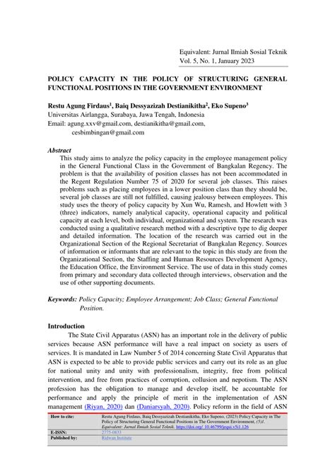 Pdf Policy Capacity In The Policy Of Structuring General Functional