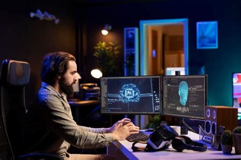 Premium Photo Man Scared While Programming After Ai Becomes Sentient