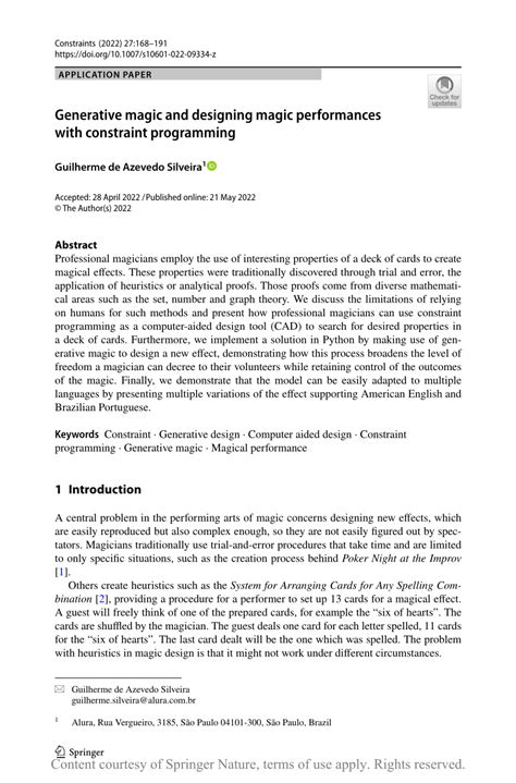 pdf generative magic and designing magic performances with constraint