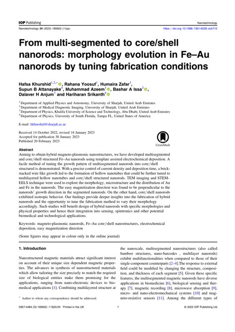 From Multi Segmented To Core Shell Nanorods Morphology Evolution In Fe Au Nanorods By Tuning