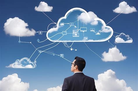 Cloud Computing Businessman Connecting To Cloud Premium Ai Generated