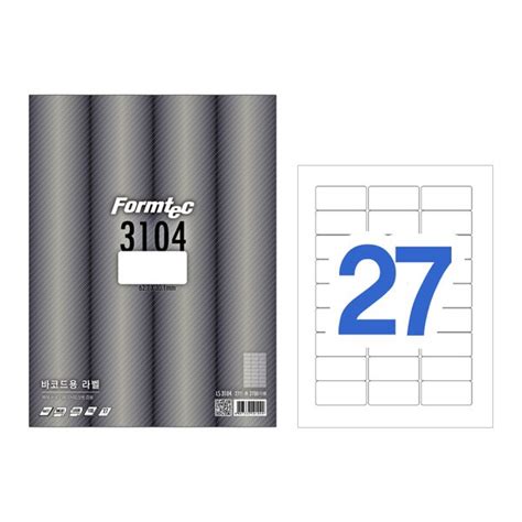 한국폼텍 바코드용 라벨 Ls 3104 100매 27칸 Ssg Com