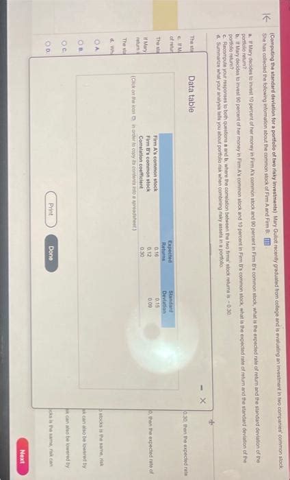 Solved Computing The Standard Devlation For A Portfollo Of Chegg Com