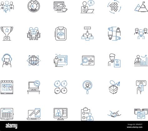 Company Workstations Line Icons Collection Productivity Efficiency Ergonomics Performance