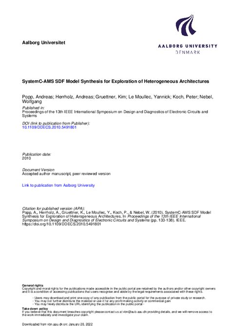Pdf Systemc Ams Sdf Model Synthesis For Exploration Of Heterogeneous