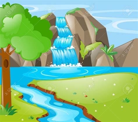 강 폭포 일러스트와 함께 현장 스톡 콘텐츠 65624977 폭포 강 호수