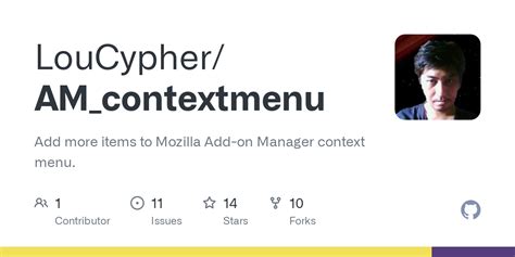Github Loucypheramcontextmenu Add More Items To Mozilla Add On Manager Context Menu