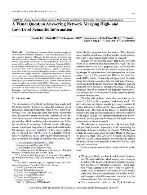 pdf a visual question answering network merging high and low level