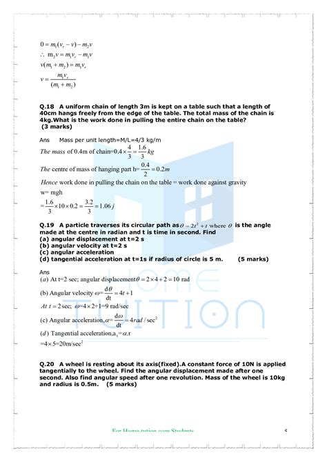 Important Questions For Class Physics Chapter System Of Particles And Rotational Motion