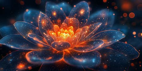 colorful glowing lotus flower above dark background with intricate