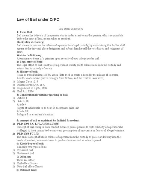 Law Of Bail Under Crpc Pdf Bail Arrest