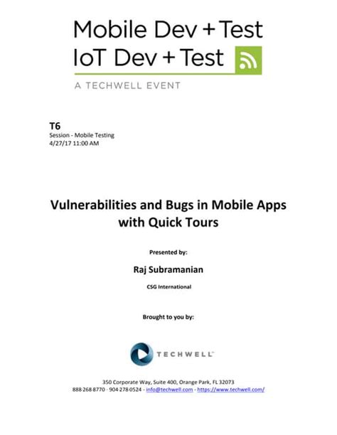 vulnerabilities and bugs in mobile apps with quick tours pdf