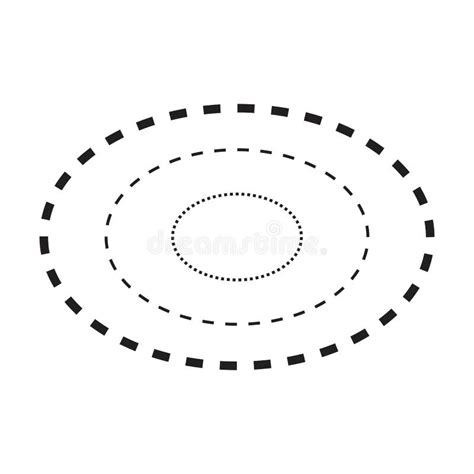 Tracing Ellipse Shape Symbol Dashed And Dotted Broken Line Element For Preschool Kindergarten