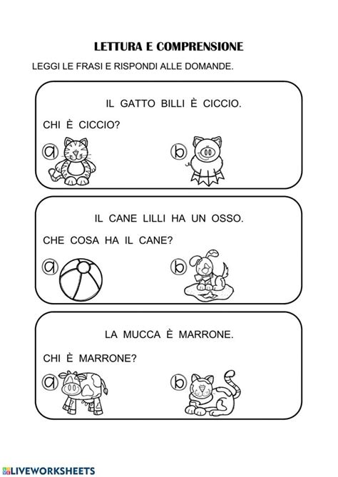 Lettura E Comprensione Online Exercise Preschool Arts And Crafts