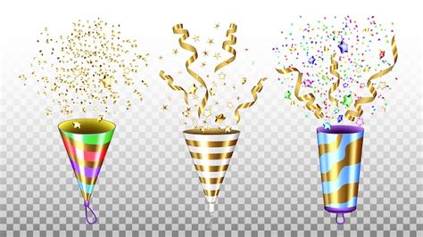 Premium Vector Party Popper Exploding Accessories Set