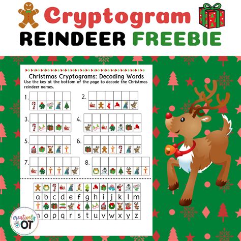 Christmas Reindeer Cryptogram Freebie Made By Teachers