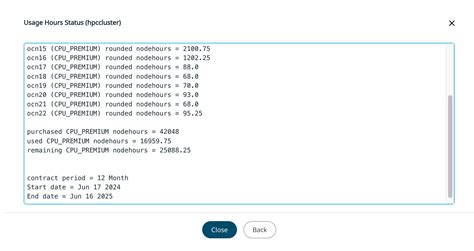 how to view altair unlimited virtual appliance node hours usage status