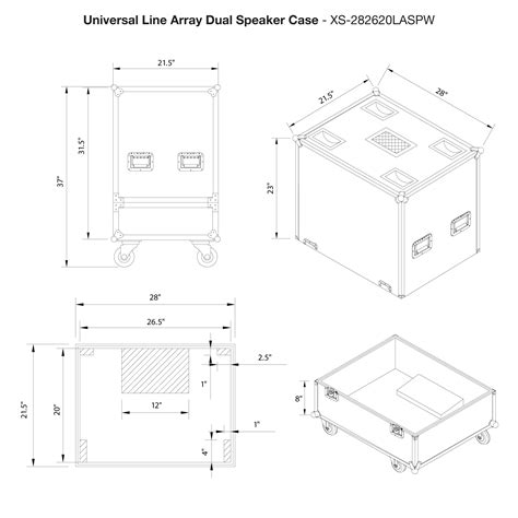 ProX Universal Line Array Speaker Flight Case W Wheels For 2 Speakers Interior 28x26x20 Inch