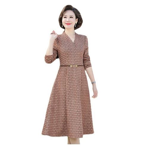 중년 가을 원피스 빅사이즈 부 대 하객룩 대 대 엄마옷 월 외출용 결혼식 여성 긴팔 티몬