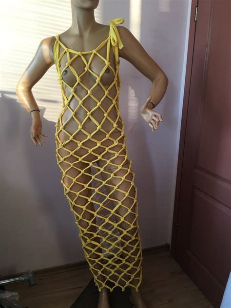 Yellow Fishnet Mesh TopFishnet DressNetted Women Tops Go Etsy