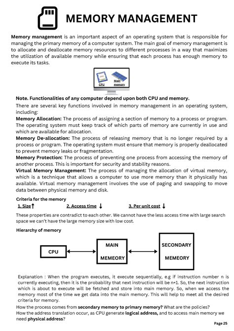 memory management notes unit 4 memory management is an important aspect of an operating system