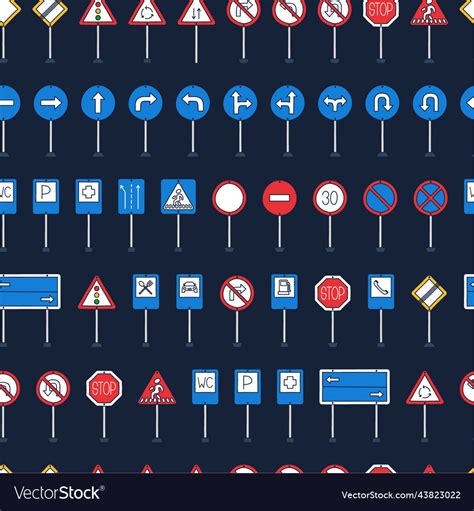 Road Sign Pattern Royalty Free Vector Image Vectorstock