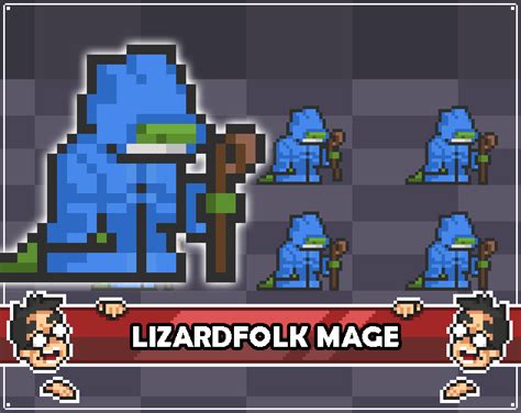2d Pixel Art Lizardfolk Mage Sprites By Elthens Pixel Art Shop