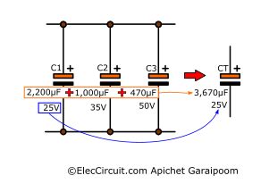 Properties Of Capacitors In Series And Parallel ElecCircuit Com