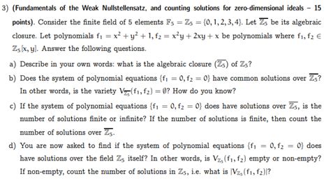 3 Fundamentals Of The Weak Nullstellensatz And