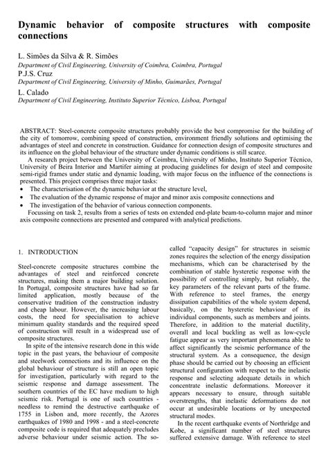 Pdf Dynamic Behaviour Of Composite Structures With Composite Connections