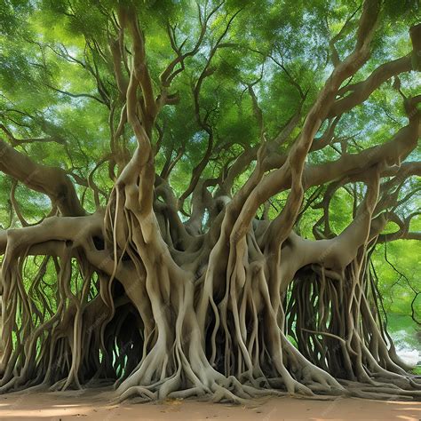 Premium Ai Image The Banyan Tree Landscape Background Embracing
