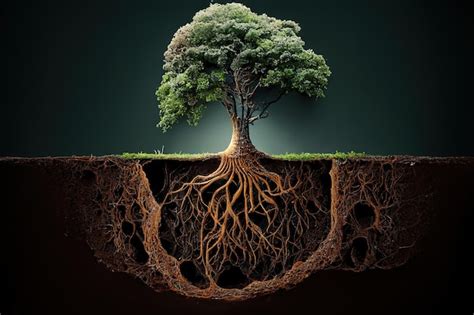 Premium Photo Tree Root System Growing Down Into Soil