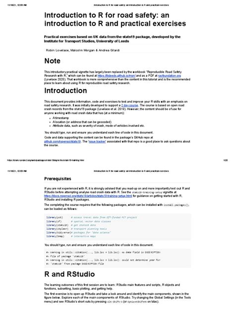 Introduction To R For Road Safety An Introduction To R And Practical Exercises Pdf
