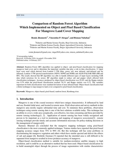Pdf Comparison Of Random Forest Algorithm Which Implemented On Object