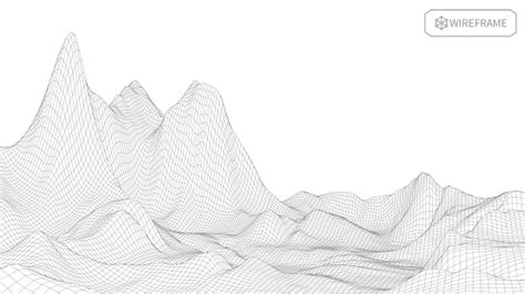 흰색 배경의 와이어프레임 풍경 추상 기하학적 벡터 기술 배경 3d 벡터 디지털 배경 산에 대한 스톡 벡터 아트 및 기타 이미지 산 3차원 형태 등고선 Istock