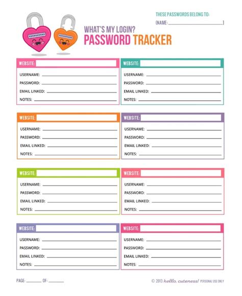 Password Log Template 10 Free Printable Word Excel And Pdf Formats