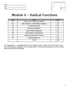 Radical Functions Full Unit Algebra By Casey Dykes TpT